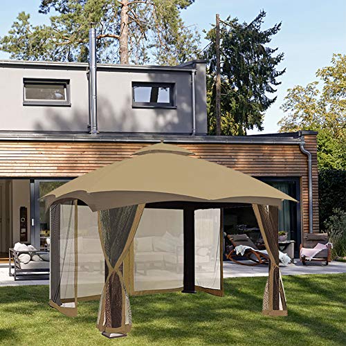 CoastShade Universal Replacement Canopy Mosquito Netting Screen Sidewalls Height 7FT for 8x8 or 10x10 or 10x12 Gazebo Canopy,Beige