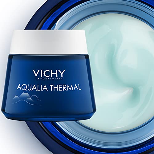 Vichy Aqualia Thermal Spa Face Night Cream and Overnight Mask with Hyaluronic Acid, Moisturizer for Face and Neck, Moisturizing Night Time Anti Wrinkle Cream, Light Scent, Paraben Free