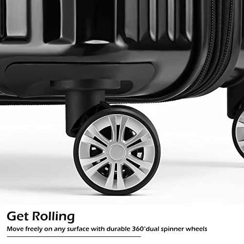 COOLIFE Luggage Expandable Suitcase PC+ABS 3 Piece Set with TSA Lock Spinner Carry on 20in24in28in (Sliver, 3 piece set)