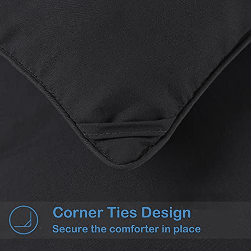 EASELAND All Season Queen Size Soft Quilted Down Alternative Comforter Reversible Duvet Insert with Corner Tabs,Winter Summer Warm Fluffy,Black,88x88 inches