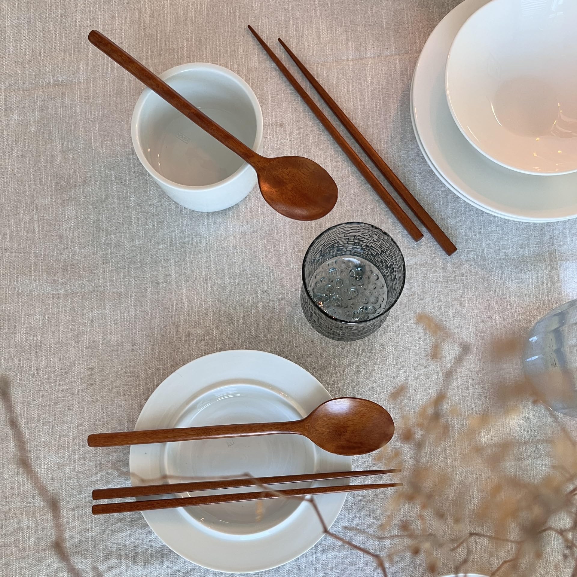 cozymomdeco Korean Made Natural Lacquer Coated Wooden Chopsticks & Spoon Utensil Flatware Jujube Tree Ottchil Natural Lacquer Stocking Stoffer Gift for Mom (2SET)