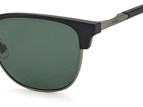 Fossil Men's Male Sunglass Style FOS 2113/G/S Square, Matte Black/Green, 51mm, 20mm