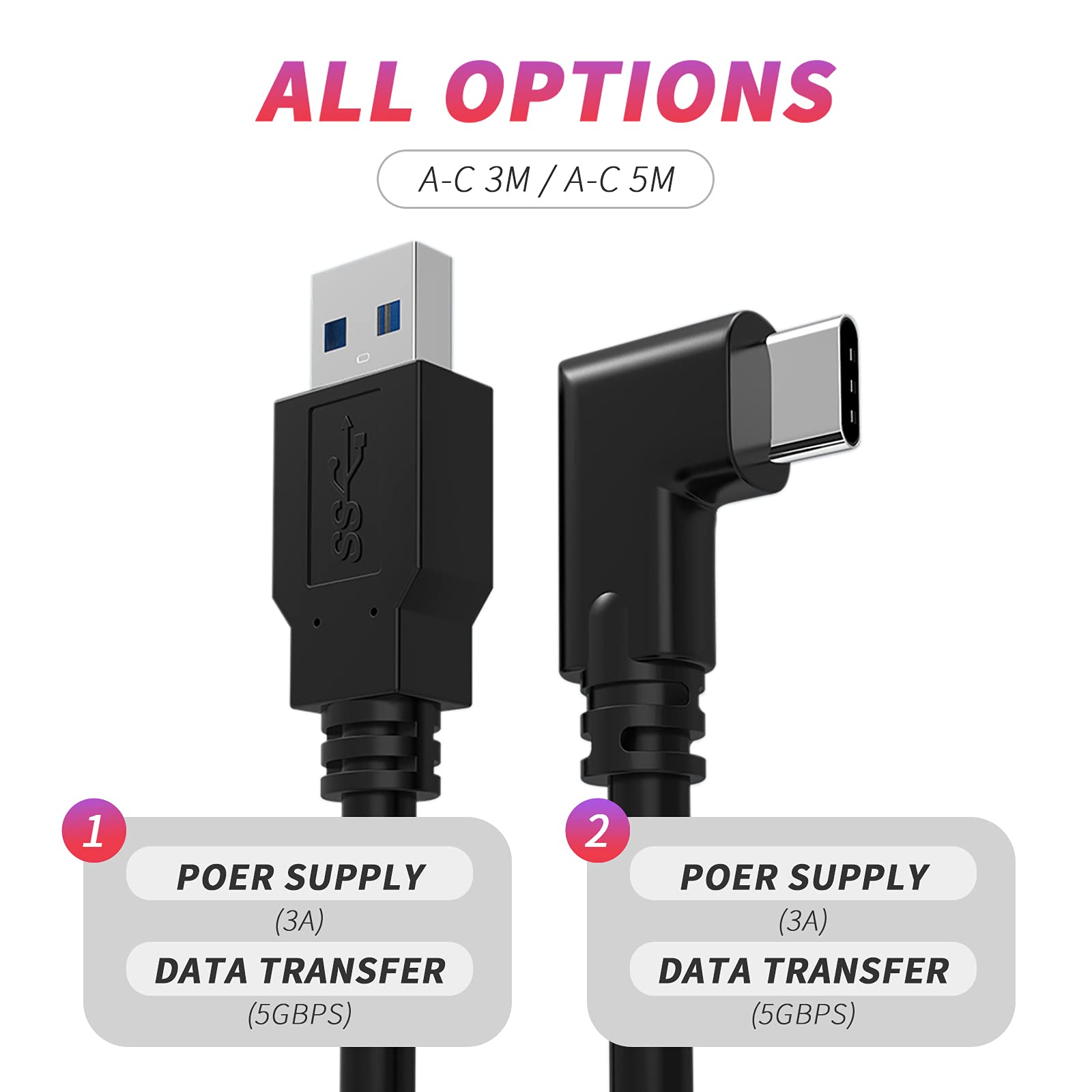 Link Cable 10FT for Oculus Quest 2,High Speed Data Transfer & Fast Charging Cable,USB A to C 3.2 Gen1 Cord for VR Headset and Gaming PC,with 2 Cable Clips1