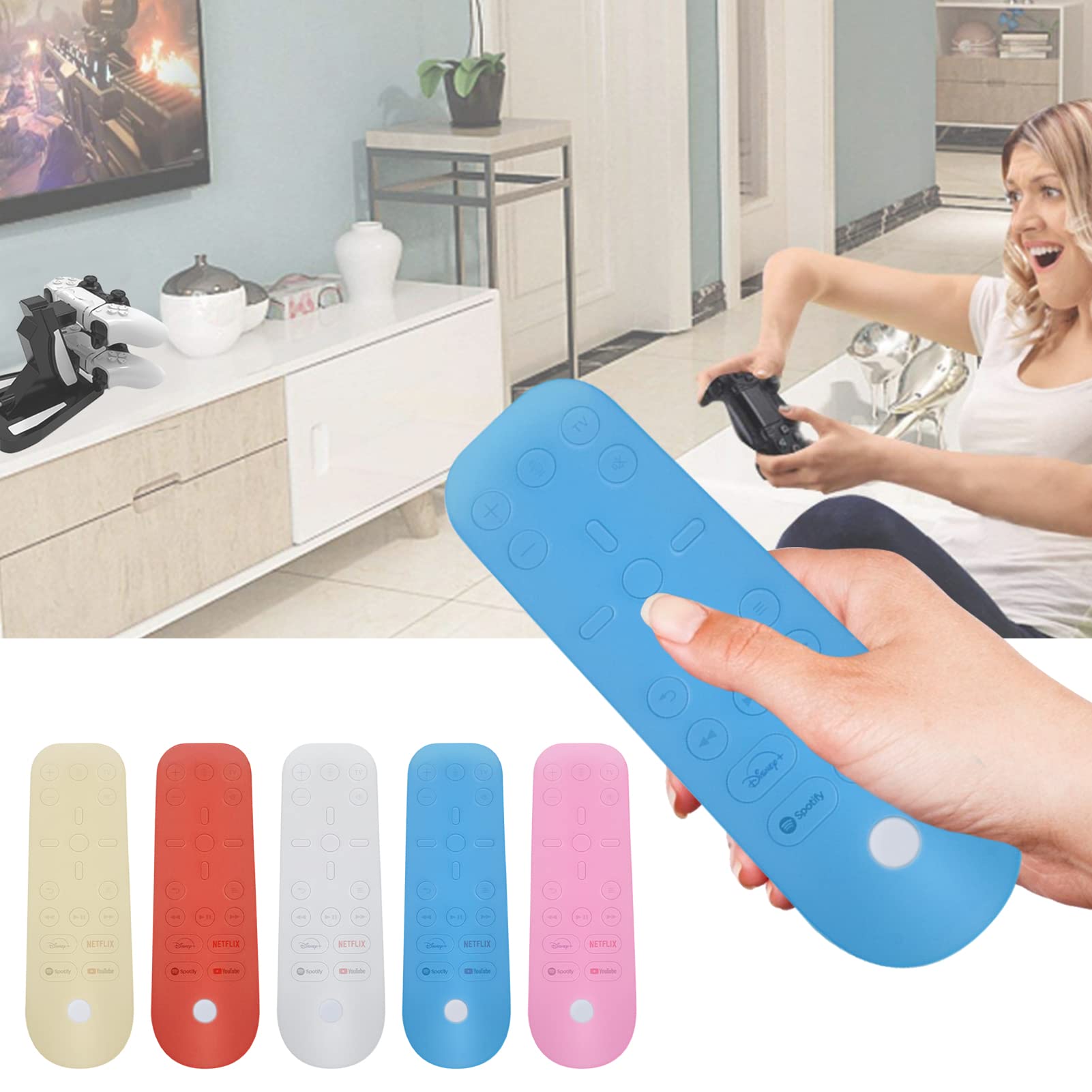 N+B Remote Control Case Cover Compatible for PS5 Sony PlayStation Remote Control Game Console Cover Soft Silicone Protective Remote Control Media Cover Sleeve (white)