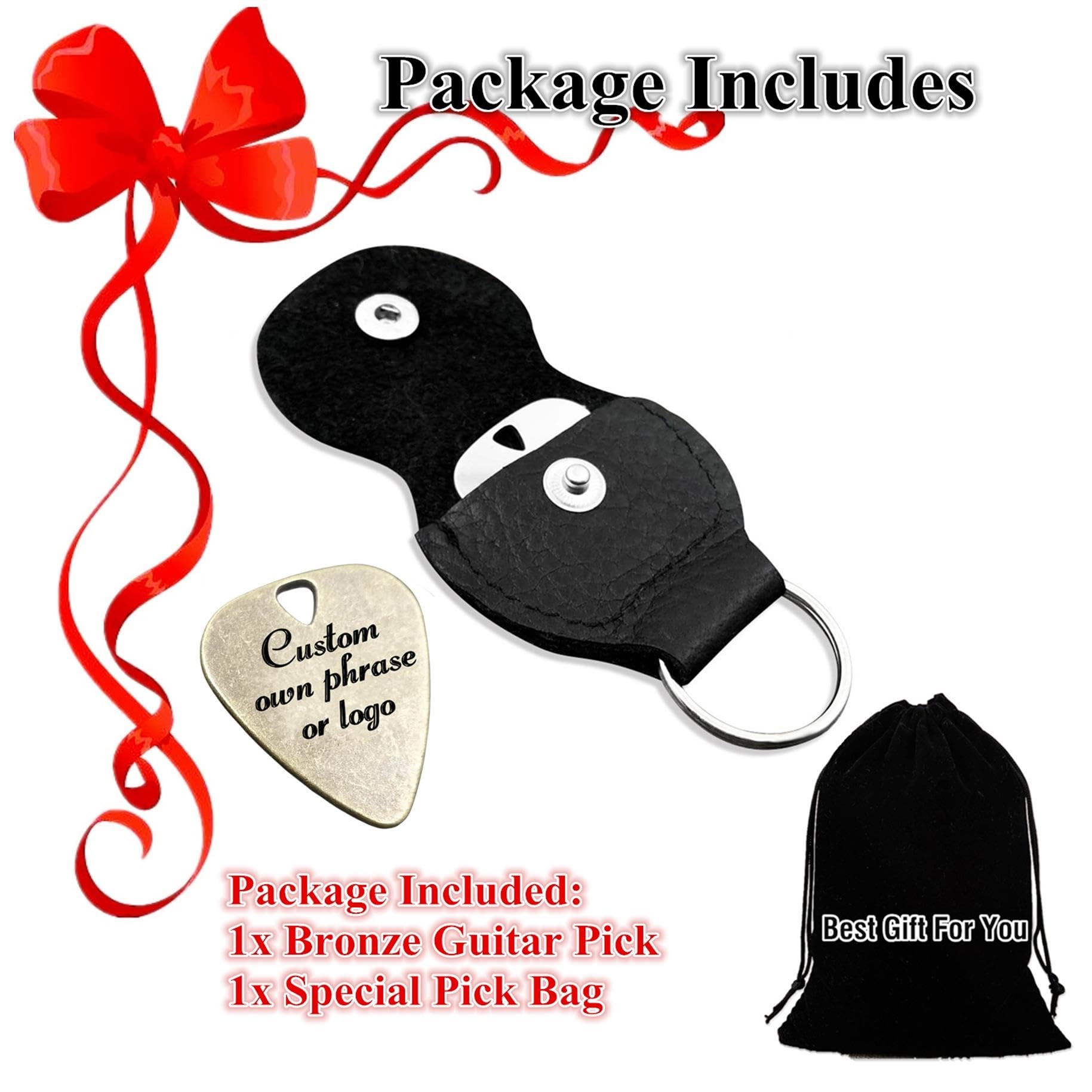 JUPPE Bronze Guitar Picks & Bass Picks, I'd Pick You Every Time Guitar Pick With Leather Case Birthday Music Gifts For Him Her or Couples (I'd Pick You Every Time)