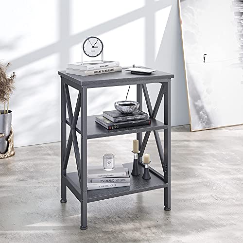CubiCubi 40 Inch Small L Shaped Computer Desk with Storage Shelves, Corner Desk with Oxford Side Table, Dual USB Charging Ports End Table
