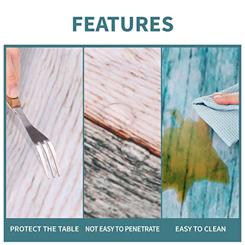 Eiuflka Farmhouse Round Tablecloth Wood Texture Tablecloths Elastic Fitted Indoor Outdoor Round Table Cover Washable Reusable Tablecloths for Kitchen Picnic Party