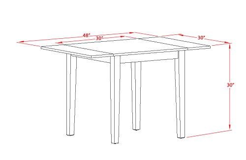 East West Furniture NDVA5-LWH-W Norden 5 Piece Dining Set for 4 Includes a Rectangle Kitchen Table with Dropleaf and 4 Dinette Chairs, 30x48 Inch, Linen White