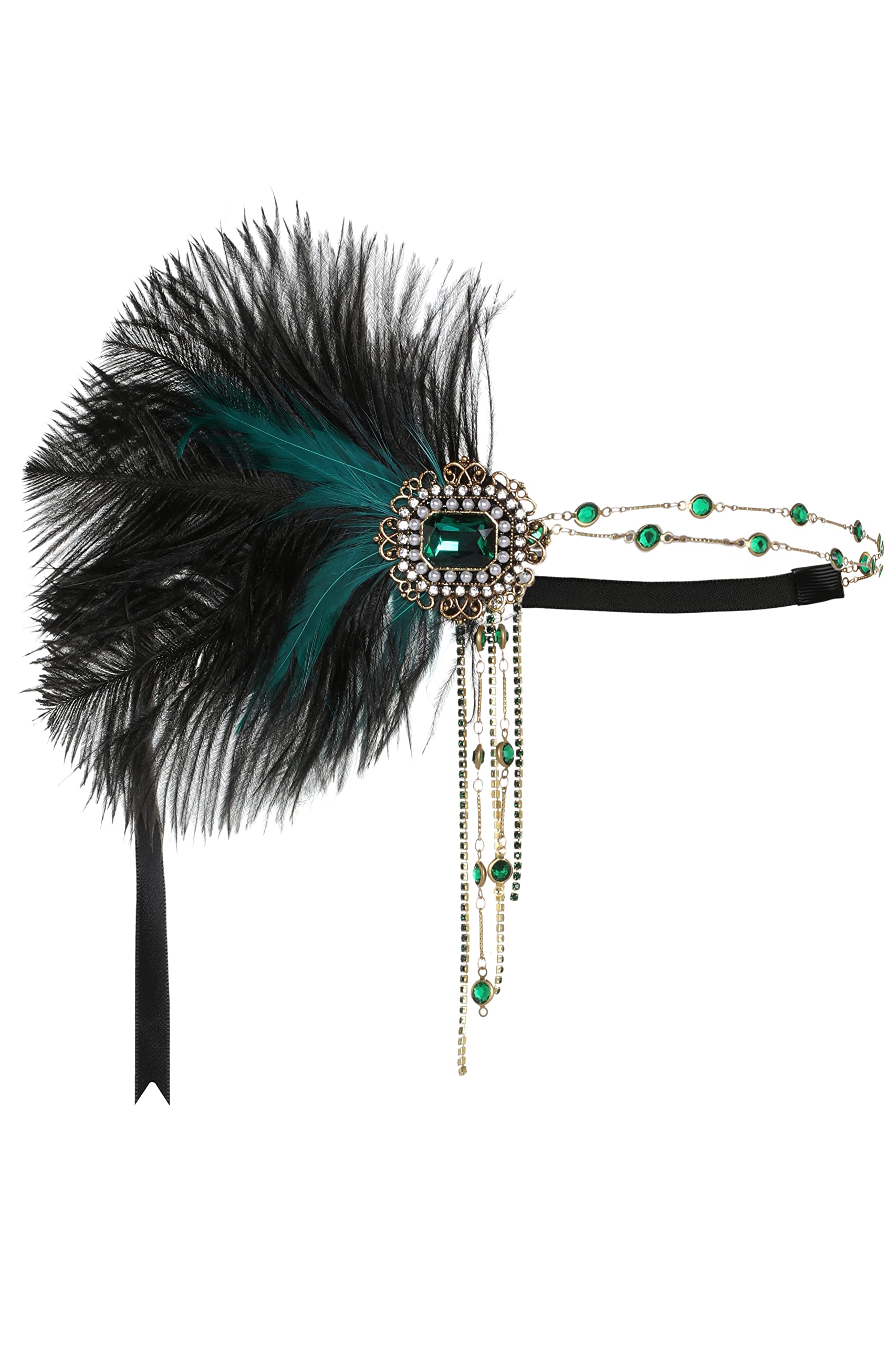 BABEYOND 1920s Flapper Gatsby Headband Roaring 20's Party Headpiece (Green)