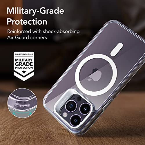 ESR for iPhone 14 Pro Case, Compatible with MagSafe, Built-in Camera Ring Stand, Military-Grade Protection, Magnetic Phone Case for iPhone 14 Pro, Classic Kickstand Case (HaloLock), Clear