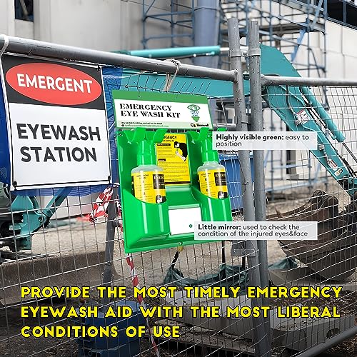 CGOLDENWALL Emergency Eye Wash Station Portable Wall Mounted Eyewash Station Double 500ml Empty Eyewash Replacement Bottle Eye Washing Kit for Personal Use, Without Eyewash Solution