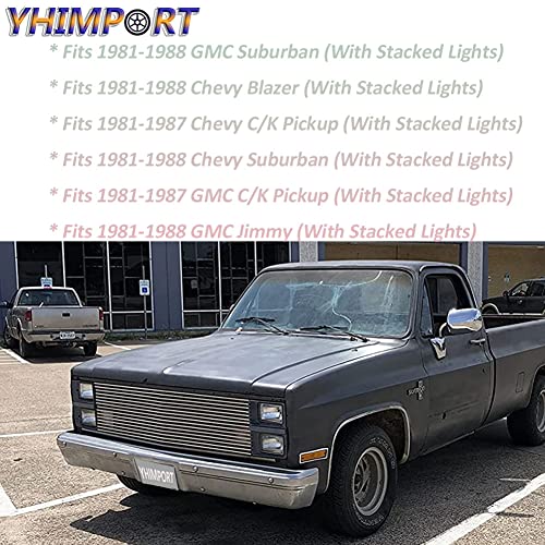Chrome Grille Grill Insert fits 1981 82 83 84 85 86 1987 Chevy GMC Pickup Suburban Blazer Jimmy Phantom Billet Front Grill Polished (Chrome not cover light)