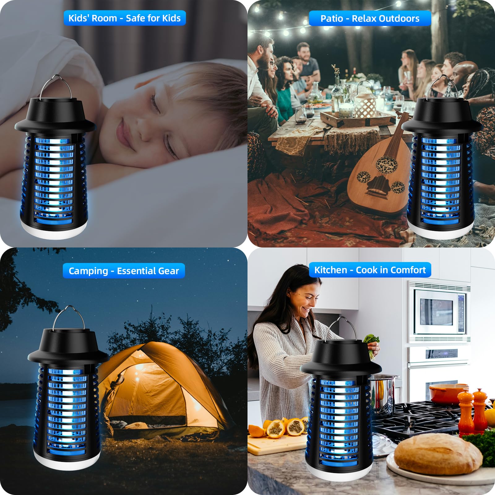 Bug Zapper Outdoor Indoor, Mosquito Zapper, Fly Trap, Waterproof Insect Killer, 3800V Electric Fly Zapper for Home, Patio, Camping, Kitchen