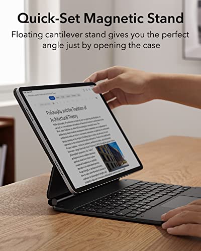 ESR iPad Keyboard Case for iPad Pro 12.9 inch (3rd, 4th, 5th, 6th Generation), Easy-Set Floating Cantilever Stand, Precision Multi-Touch Trackpad, Multi-Color Backlit Keys, Magic Keyboard, Black