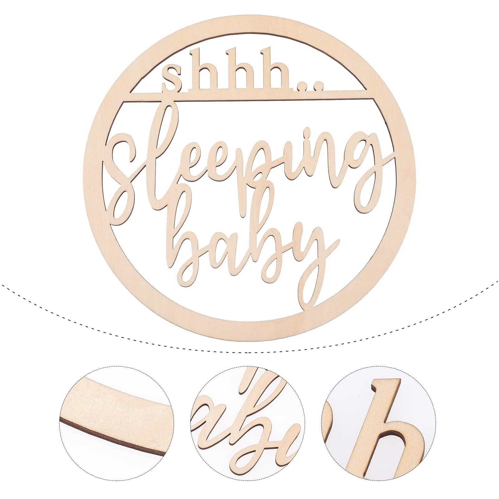 Baby Sleeping Front Door Sign Hollow Out Wooden Hanger Baby Room Hanging Sign