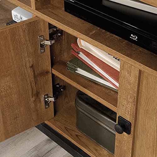 Sauder Station House Wood & Metal TV Credenza with Storage, for TVs up to 54", Etched Oak Finish