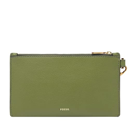 Fossil Women's Wristlet Leather Wallet Small Wristlet Wallet, Tarragon (Model: SLG1575374)