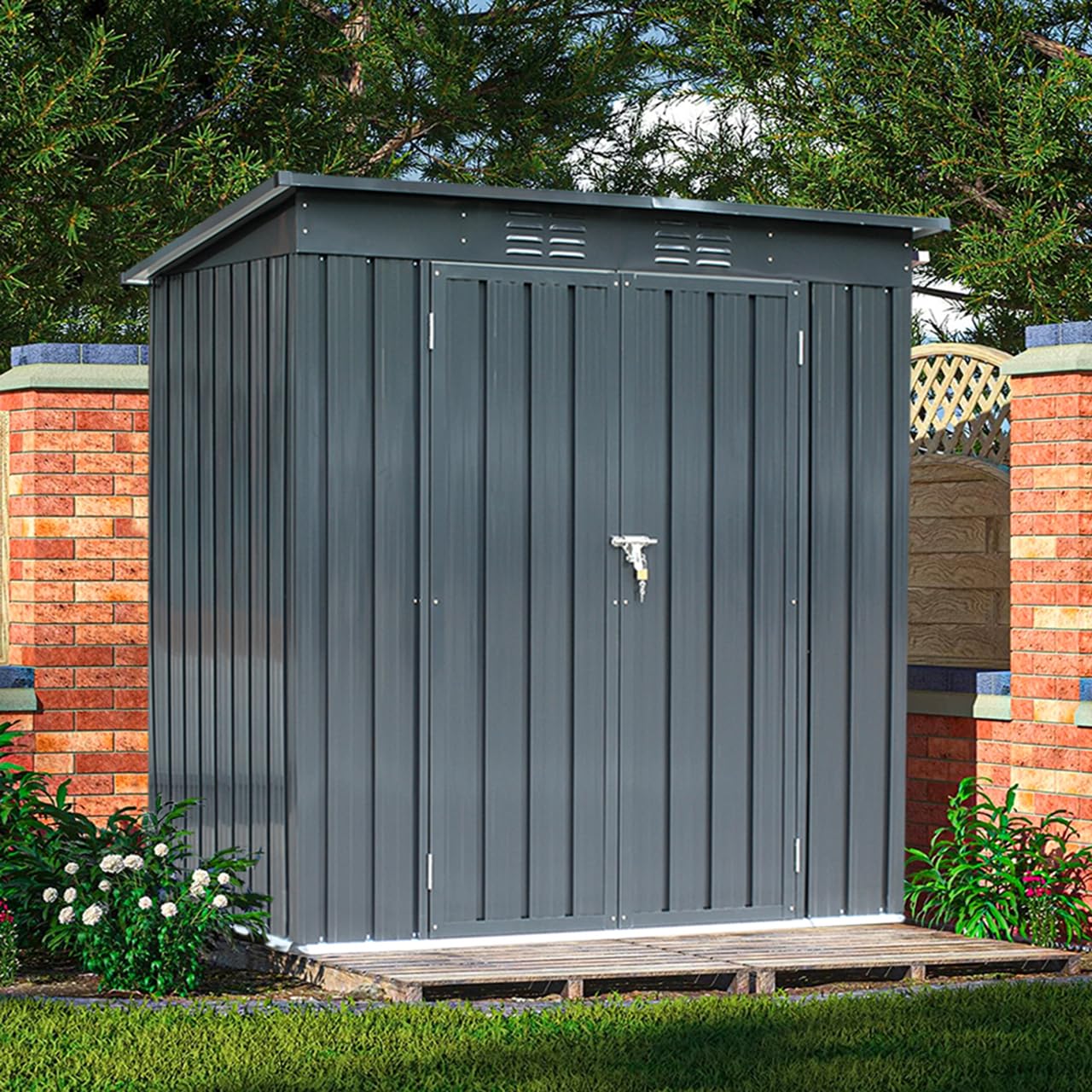 Outdoor Storage Shed 6x4 FT Outdoor Shed,Garden Shed Metal Shed with Lockable Door,Backyard Shed for Patio Lawn Backyard,Perfect to Store Garden Tools,Bike Accessories,Lawn Mower,Trash Can etc.