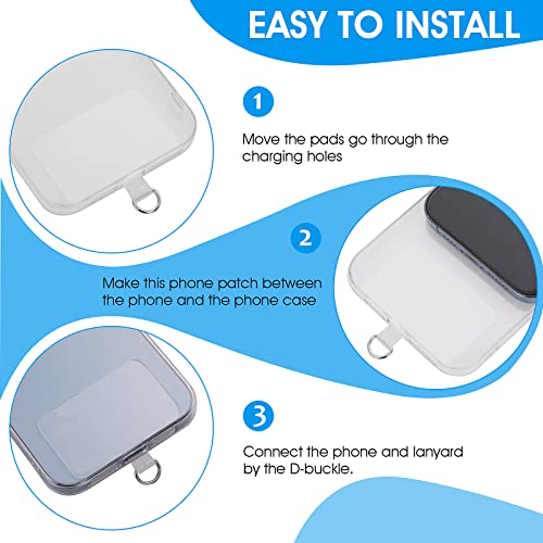 Cobee Universal Phone Tether Tabs, 4 Pcs 2.28" x 1.5" D-Buckle Phone Lanyard Replacement Part PVC Transparent Phone Lanyard Patches for Safety Drop Protection Compatible with Most Smartphones