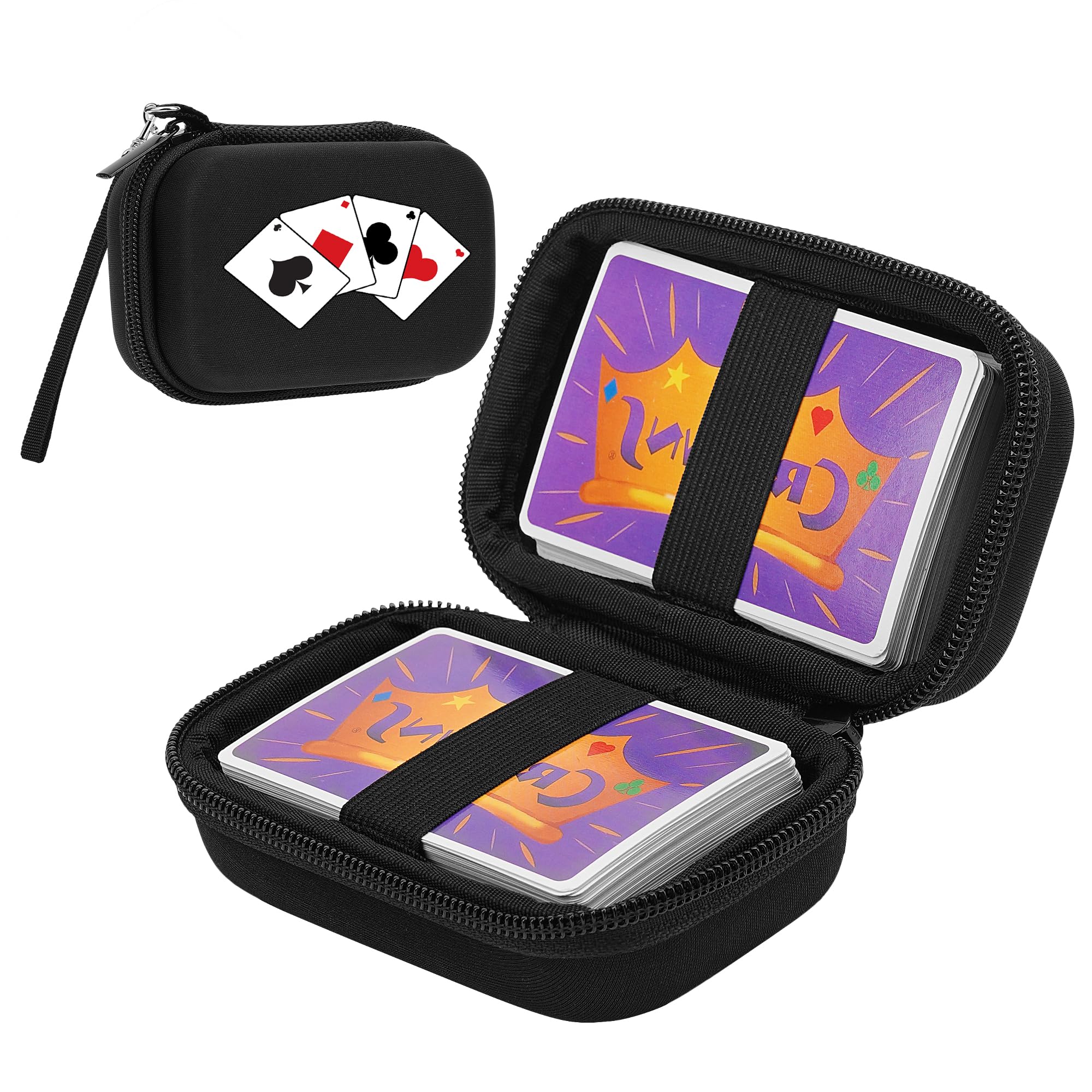 Hard Portability Playing Card Travel Case Compatible with Set Enterprises FiveCrowns card game,Protective Case Organizer.(Notincluding Cards)(black)