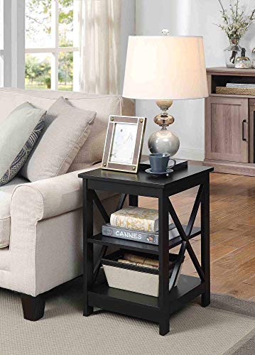 Convenience Concepts Oxford End Table with Shelves, Black