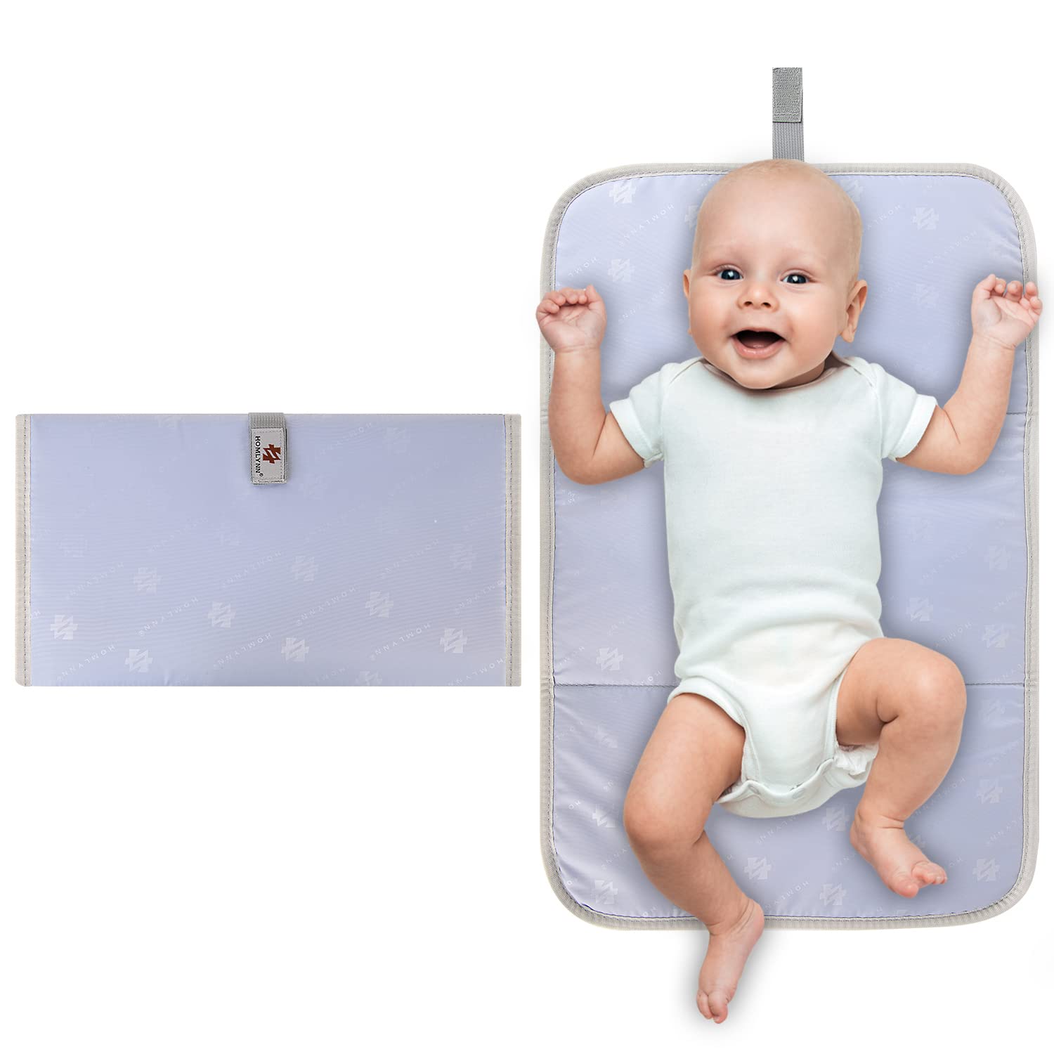 Homlynn Baby Portable Changing Pad, Diaper Bag Changing Pad Station, Machine-Washable Waterproof & Foldable for Anywhere Use(Grey)