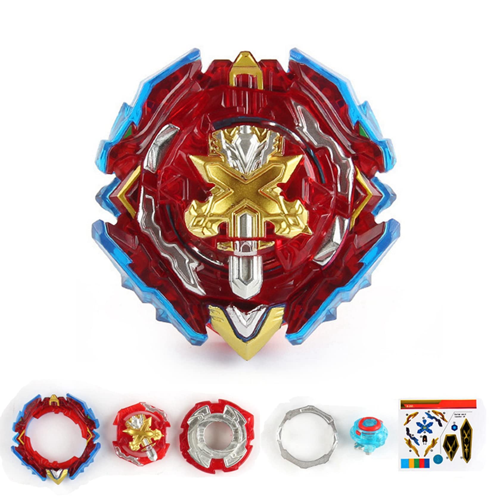 Battling Top Metal Master Fusion Gyro Starter BU B-200 Xiphoid Xcalibur Xanthus Sword'-1 Booster & Battle Left/Right Spin Sparking Burst Bey Wire Ripcord LR Launcher + Launcher Grip (B-200)