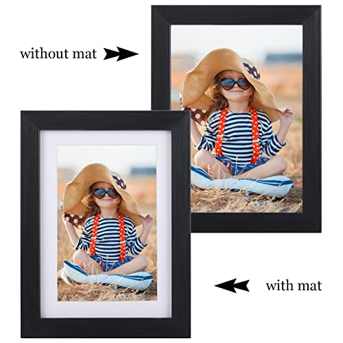 Giftgarden 5x7 Picture Frame Set of 4, 6x8 Matted to Display 5 by 7 Photo with Mat or 6 by 8 without Mat for Wall or Tabletop, Black