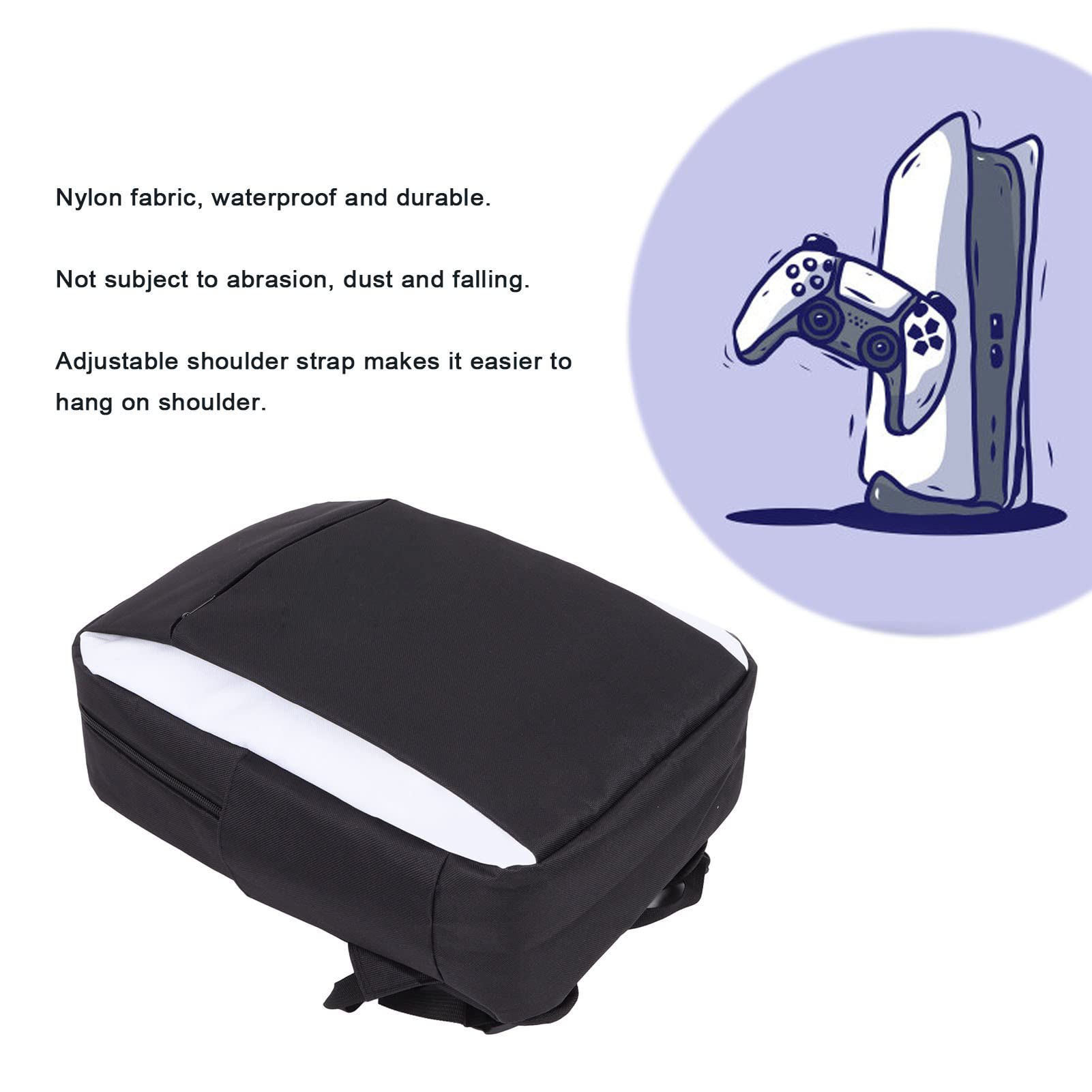 Kafuty-1 Carrying Case for PS5, Waterproof Shockproof Game Backpack Travel Carrying Case Storage Bag for Playstation 5, Storage for Controller & Accessories