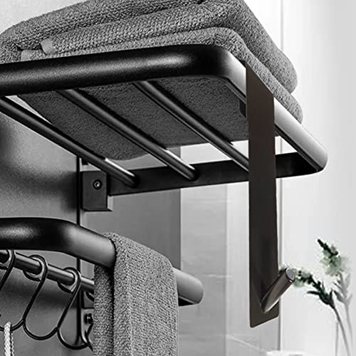 EAGLES 2PCS Shower Door Hooks,5 Inch Towel Hooks for Bathrooms Frameless Glass Shower Door,Stainless Steel Shower Towel Hook,Heavy Duty Bath Hook for Robe,Towel - Black