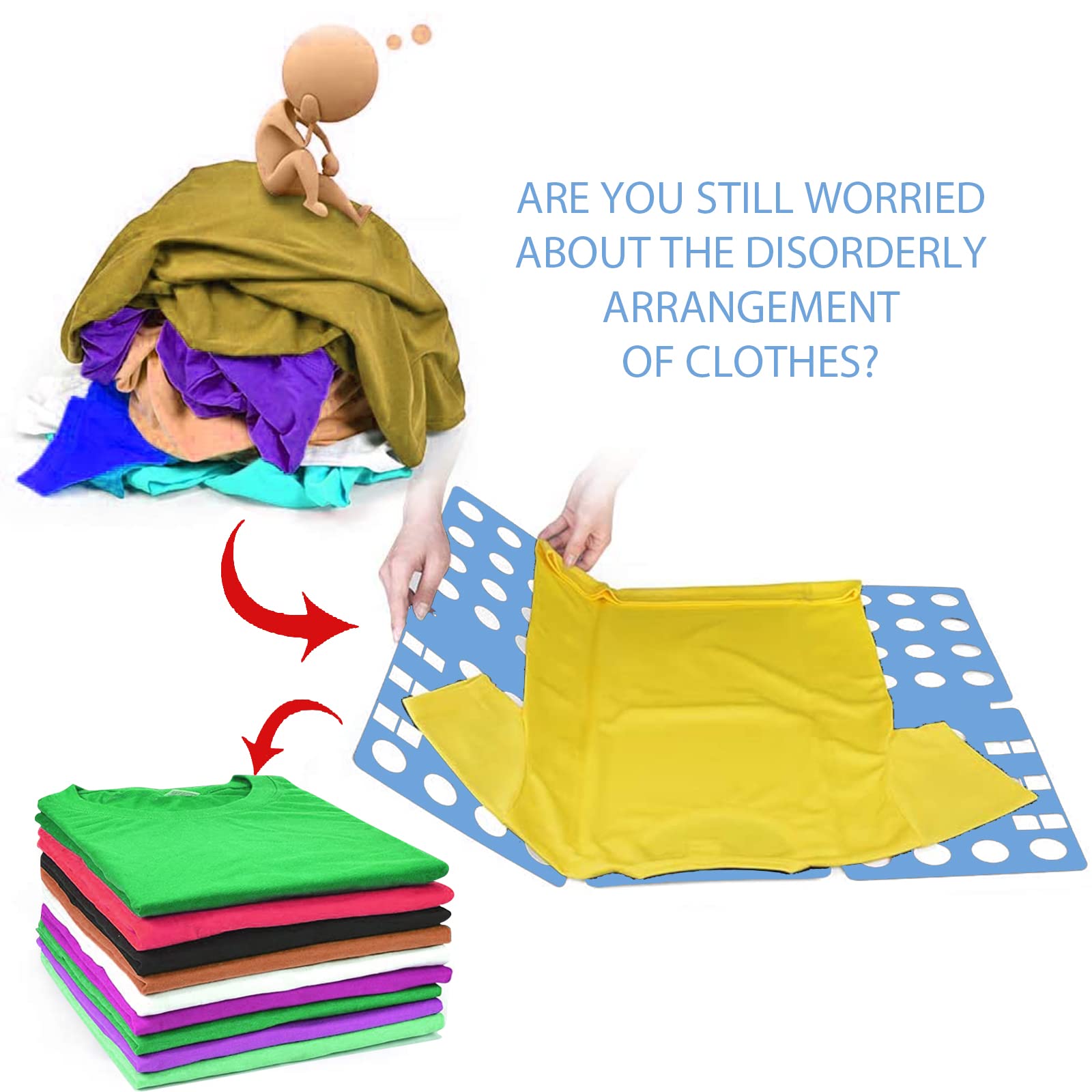 Clothing Folding Board Folding Boards Quality Baby Magic Clothes Folder T Shirts Jumpers Organizer Fold Save Time Quick Clothes Folding Board Clothes Holder (Blue)
