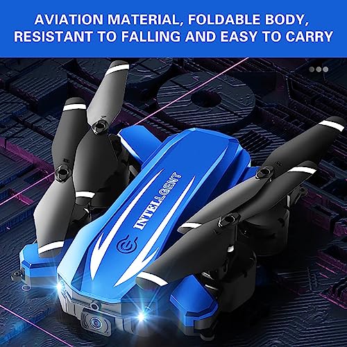 Drone with 8K Dual Camera for Adults Kids 8-12, Multi-directional Automatic Obstacle Avoidance UAV HD Aerial Photography Toy Radio-controlled Aircraft Quadcopter, Gesture Photo/Video (Blue)