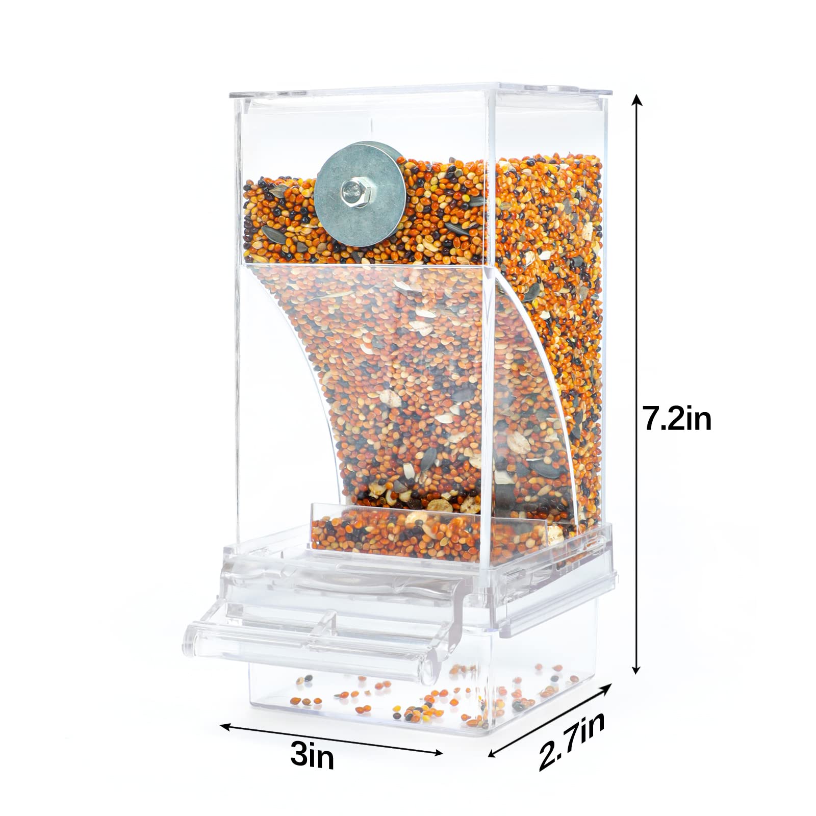 Rypet No Mess Automatic Bird Feeder Transparent Food Container Cage Acrylic Parrot Feeder Accessories for Small Birds Parrot Cockatoo Canary