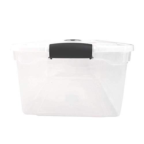 HOMZ 3441CLGRDC.02 Clear storage container with lid, 64 Quart (2 Pack), Grey, 2 Count & Latching Clear Storage, 31 Quart, Gray, 4 Count