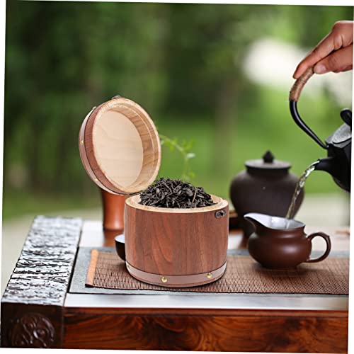 Cabilock 1pc Multi-functional Natural Can Barrel Creative Sealing Snack Sugar Container Jars Light Jar Bag L Wood Airtight Cover Food Nuts Empty Lids Cellars Wooden Holder Candy