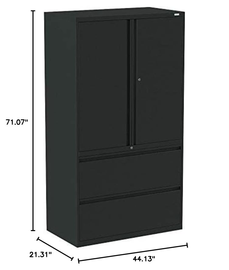 HON 895LSS 800 Series 42-Inch Storage Cabinet with 2-Drawer Lateral File, Charcoal