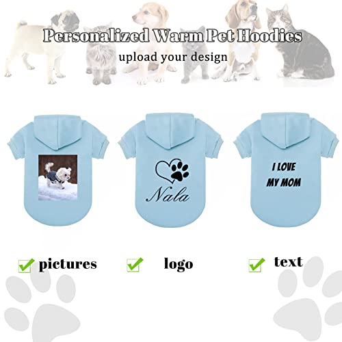 Custom Dog Hoodie Set with Name Photo, Personalized Pet Warm Sweater Hoodies for Small Medium Dogs & Cat Puppy