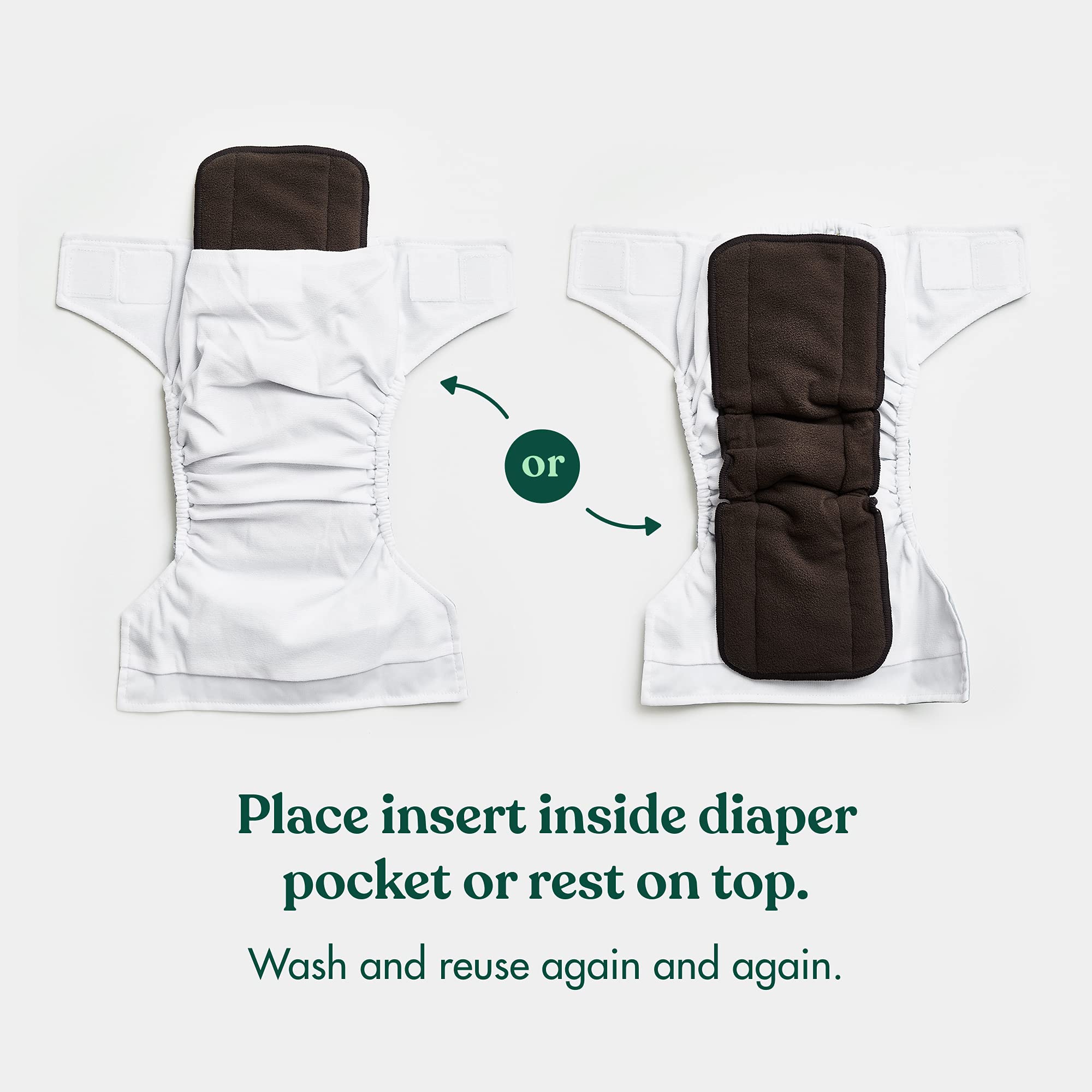 Naturally Nature Cloth Diaper Inserts, 4 Layer Rayon Fleece, Pack of 12, Resuable, Washable Inserts for Cloth Diapers, Gussets Gray Color