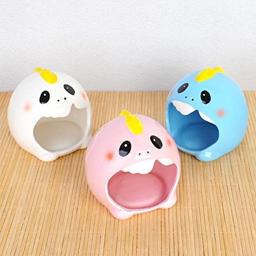Gigicloud Hamster Ceramic Nest Cooling House Cartoon Monster-Shaped Ceramic Nest Summer Cooling House Adorable Hideout Critter Bath House for Hamster Hedgehog Chinchilla