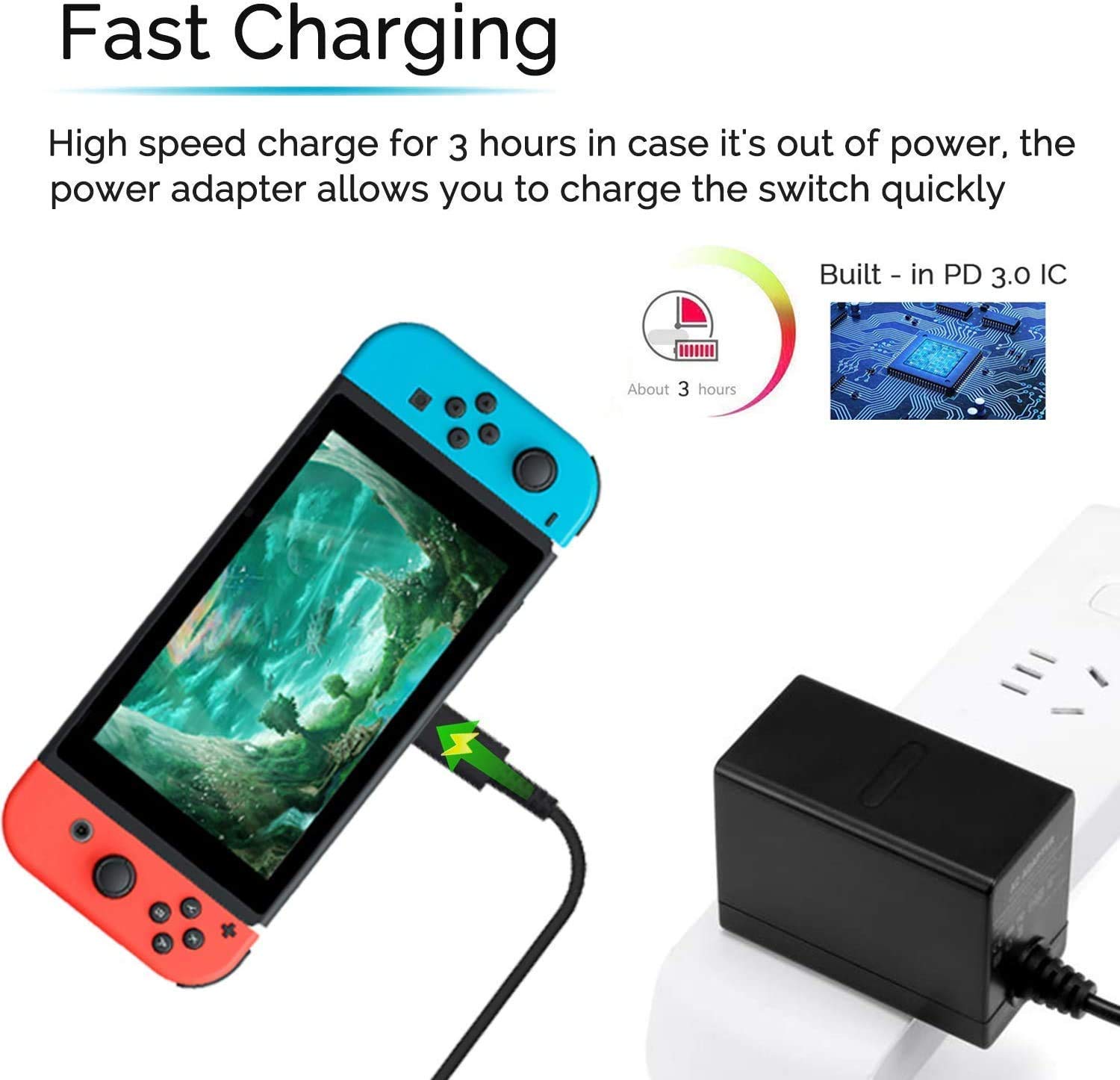 Kahool Switch Charger with TV Dock Set for Nintend Switch, Switch Lite, OLED,Non-OEM AC Power Adapter with 5ft Charging Cable, Portable Docking Station Base Cradle