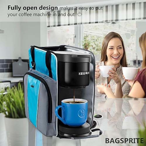 Coffee Maker Travel Bag Compatible with Keurig K-Express Coffee Maker, K-Iced Single Serve Coffee Brewer Carrying Case with Multiple Pockets for K-Cup Pods, Storage Bag With Shoulder Strap