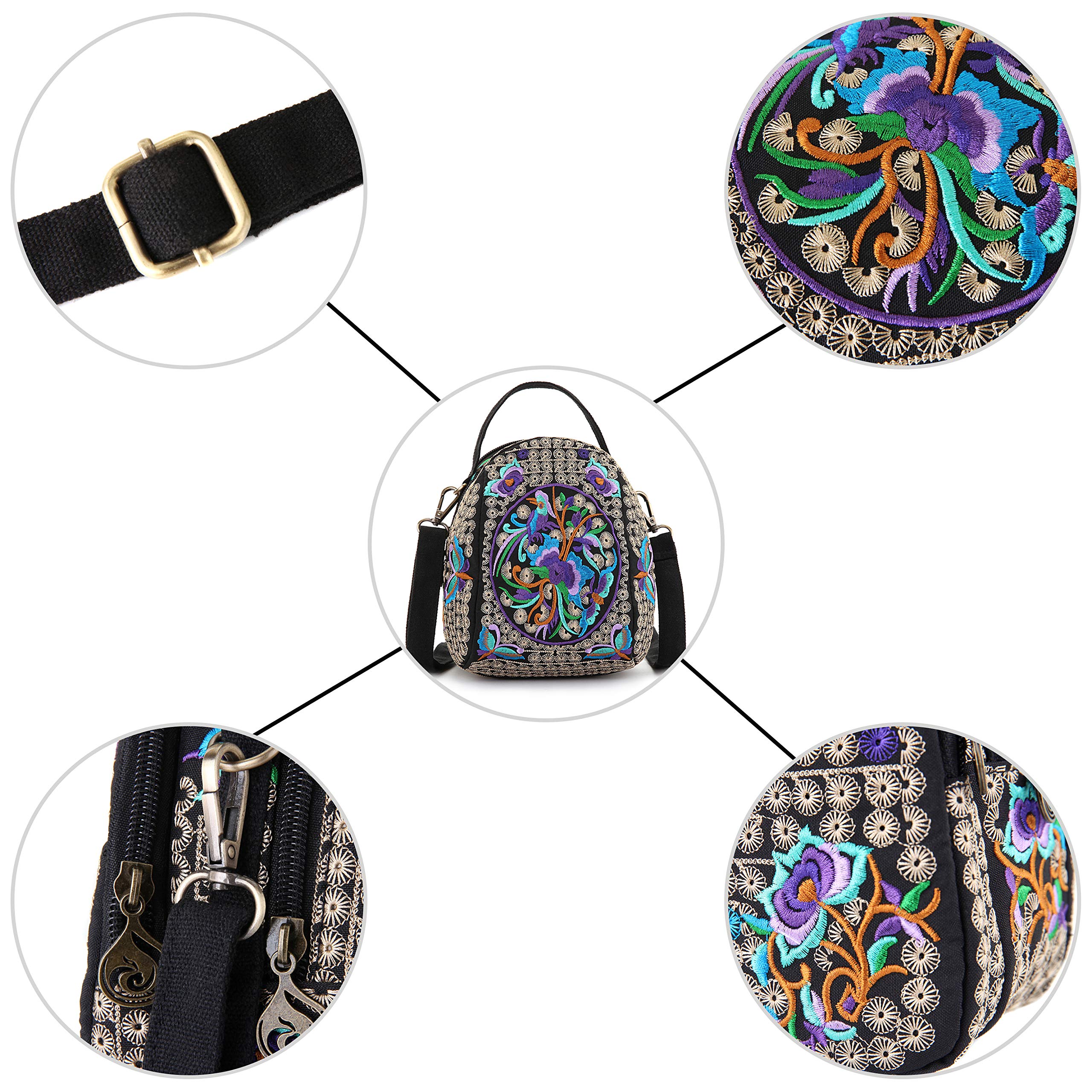 Goodhan Embroidery Crossbody Bag, Cell Phone Purse Canvas Small Handbag