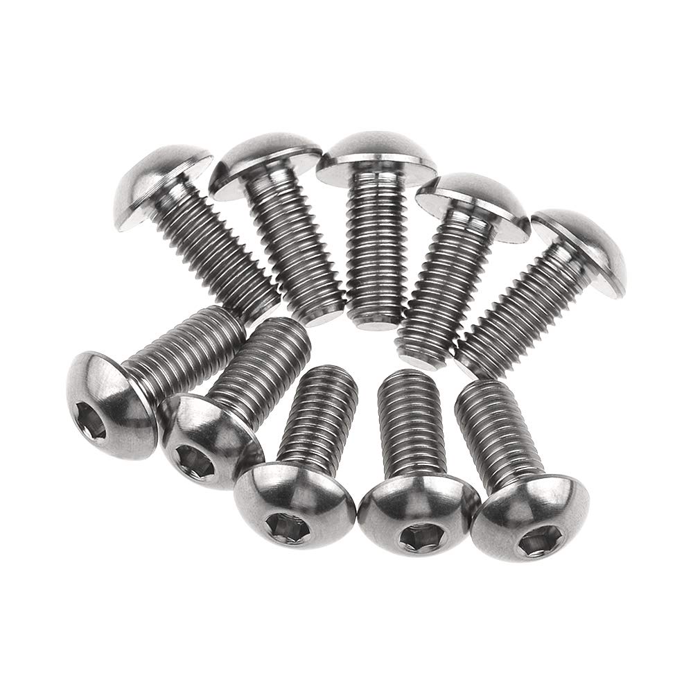 Wanyifa Titanium Ti Water Bottle Cage M5x8 10 12 15mm Bolt Button Head Allen Key Screws Pack of 10 (Silver, M5x12mm)
