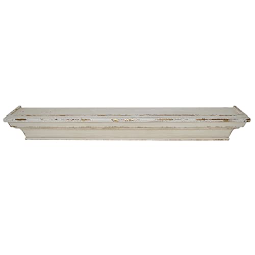 DQ DQ HOME DECOR Cheyenne Wall-Mount Display Shelf, Wall Shelves Organizer for Bedrooms, Hallways, Stairways, Entryways, Kitchens, and Bathrooms, Distressed White 36IN