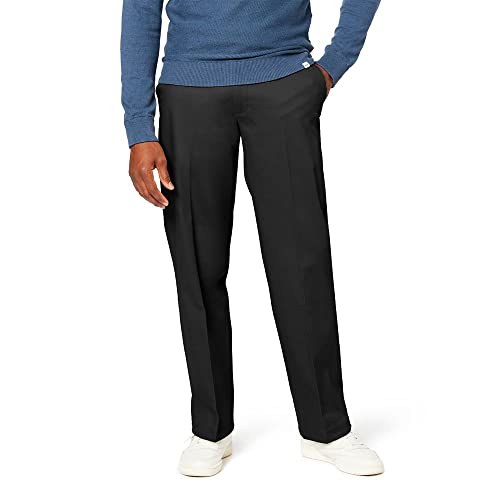 Dockers Men's Relaxed Fit Signature Khaki Lux Cotton Stretch Pants, Black, 44W x 30L