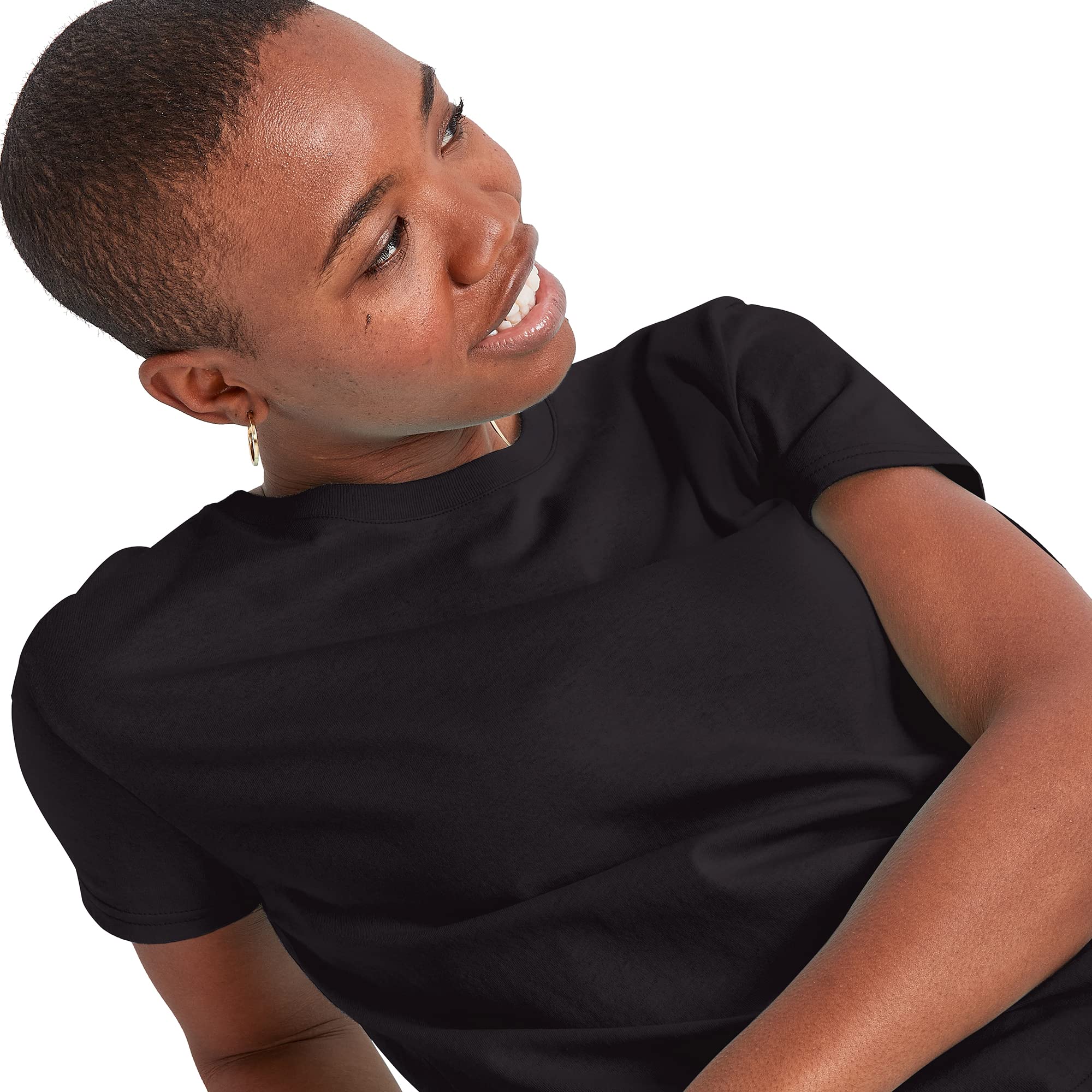 Hanes Essentials Oversized T-Shirt Pack, Cotton Tee for Women, Relaxed Fit, 3-Pack, Black