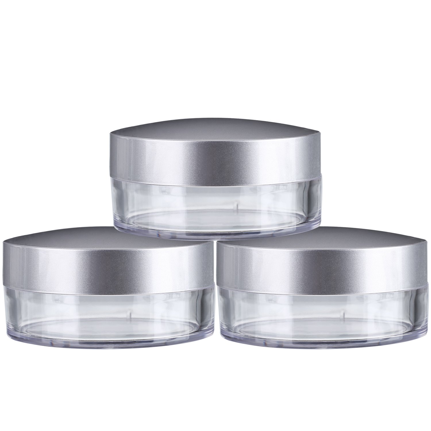 Hotop 3 Pieces 50 ml Plastic Empty Powder Case Face Makeup Jar Travel Kit Blusher Cosmetic Makeup Containers with Sifter and Lids