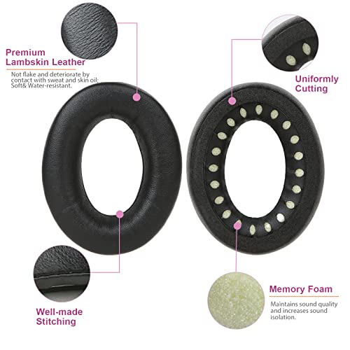 Earpads for Bose QuietComfort 45 QC45 QC35 ii QC35 Professional Headphones Ear Cushions Replacement Ear Pads Padding with Noise Cancelling Lambskin Leather Memory Foam Black