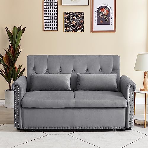 ERYE 3-in-1 Upholstered Futon Sofa Loveseat Convertible Sleeper Couch Bed,2-Seaters Sofa & Couch Soft Cushions Love Seat Daybed for Small Space Living Room Sets