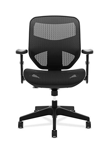 HON Prominent High Task Mesh Back and Seat Office Chair for Computer Desk, Black (HVL534), Swivel-Tilt